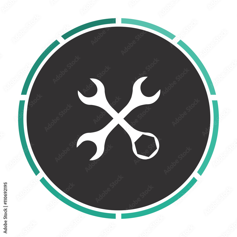 Tools Simple flat white vector pictogram on black circle. Illustration ...