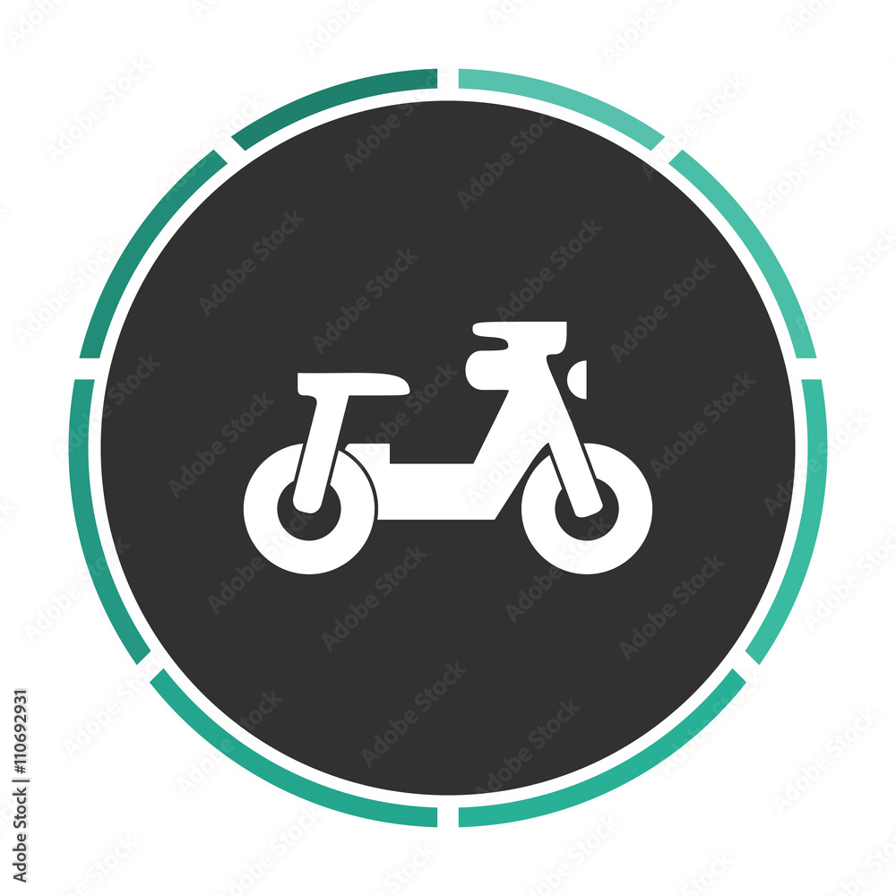 motorcycle Simple flat white vector pictogram on black circle ...