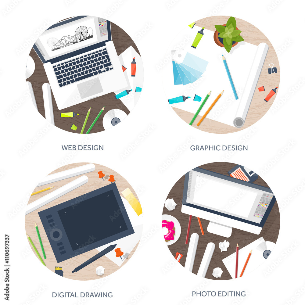 Graphic web design. Drawing and painting. Development. Illustration ...
