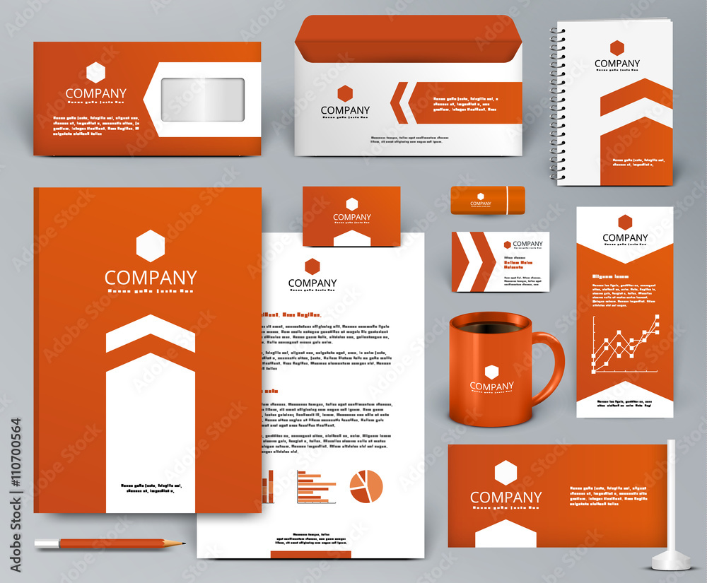 Professional orange universal branding design kit with arrow for real ...