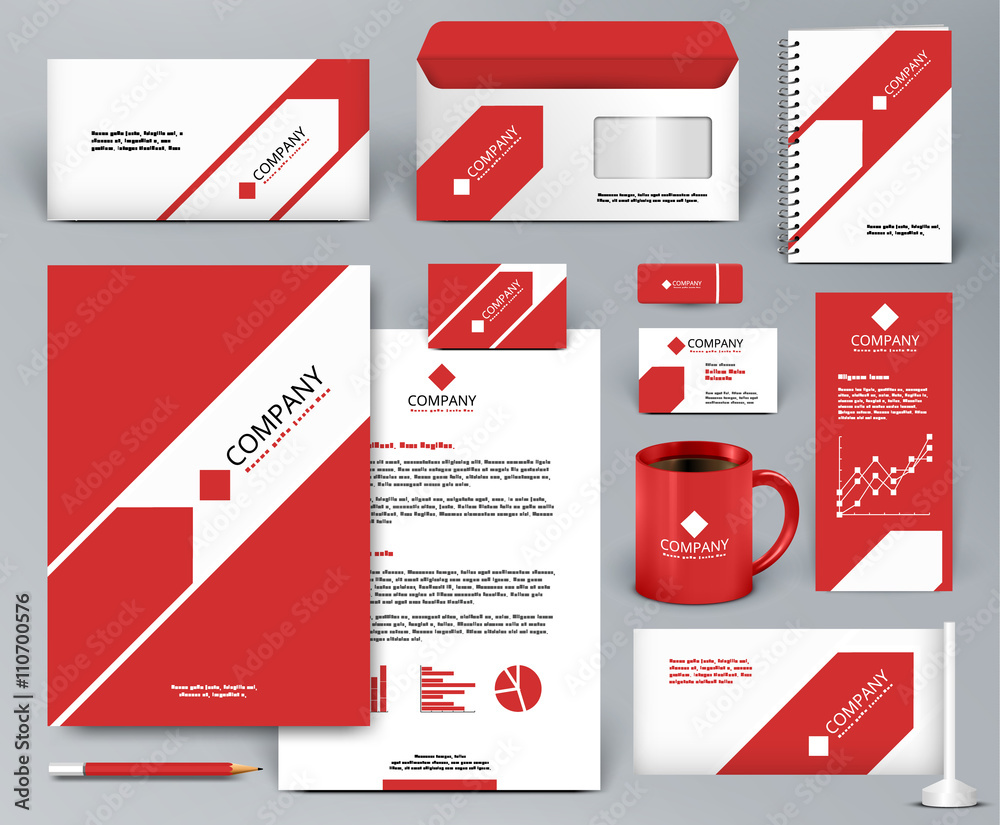 Professional universal red branding design kit with arrow. Corporate ...