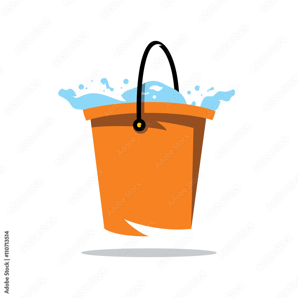 Vector Water Bucket Cartoon Illustration. Stock Vector | Adobe Stock