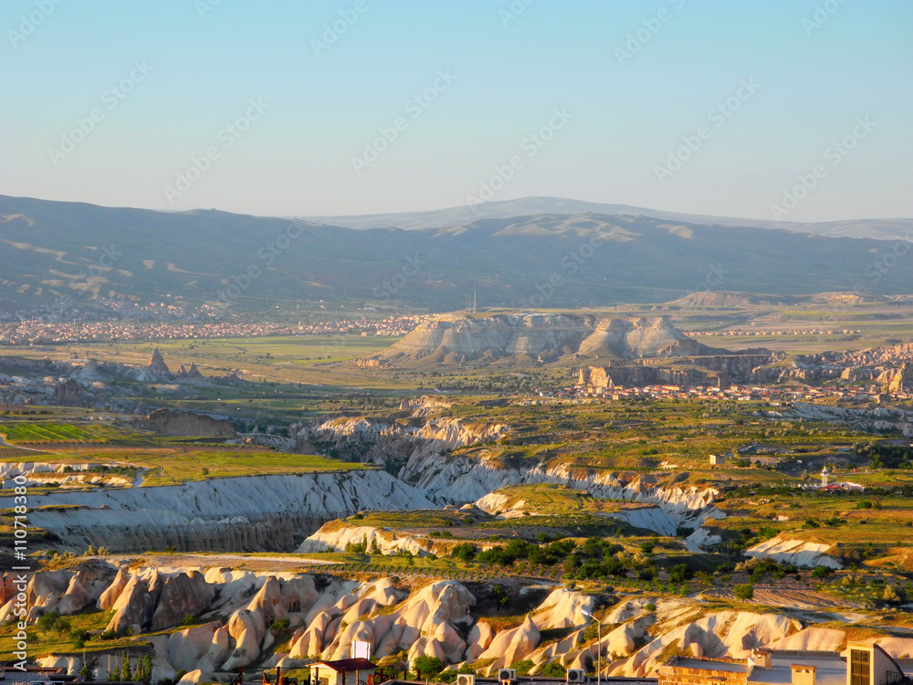 The peaks of volcanic tuff, which are covered with basalt. Stock Photo ...