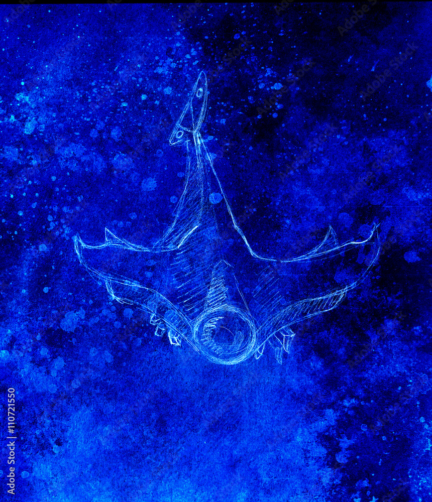 aircraft drawing. Original hand draw and computer collage. Color ...