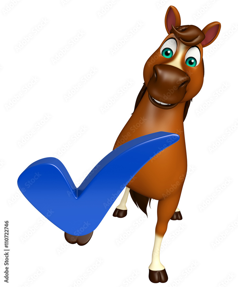 cute Horse cartoon character with right sign Stock Illustration | Adobe ...