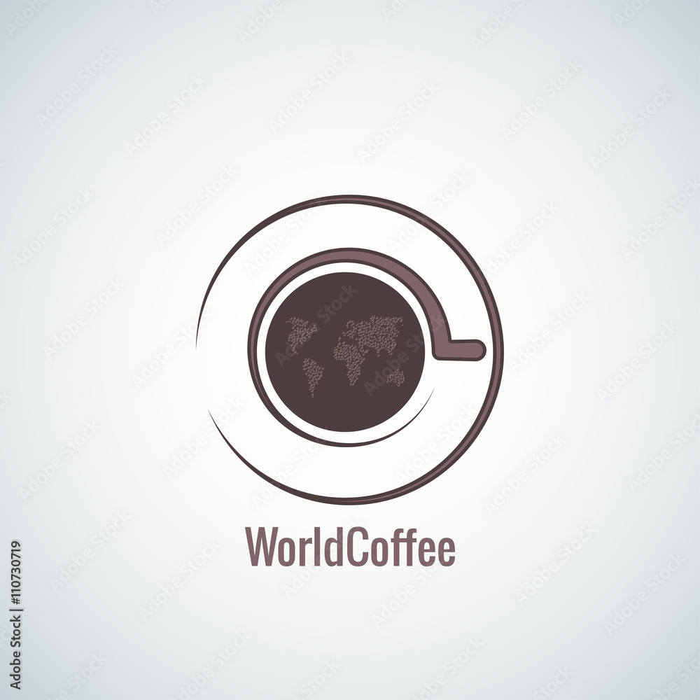 coffee cup world map concept vector background Stock Vector | Adobe Stock