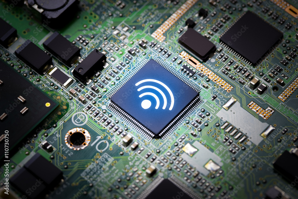 Social media, WIFI & Internet icon on motherboard Stock Photo | Adobe Stock