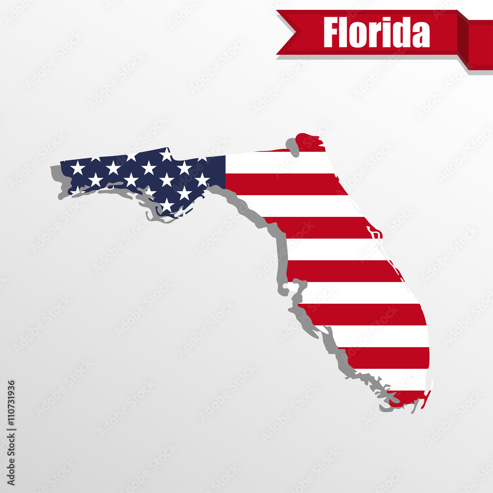 Florida State map with US flag inside and ribbon Stock Vector | Adobe Stock
