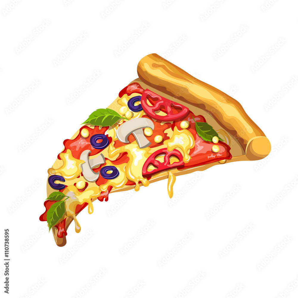 Pizza with mushrooms, tomato paste, cheese, tomato, corn, cheese and ...