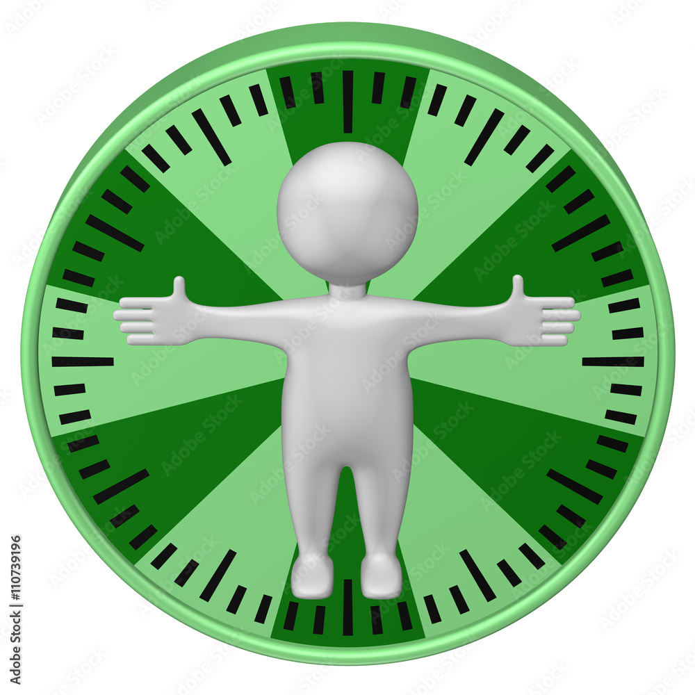 Concept : man-hour. 3d Man and clock face. Stock Illustration | Adobe Stock