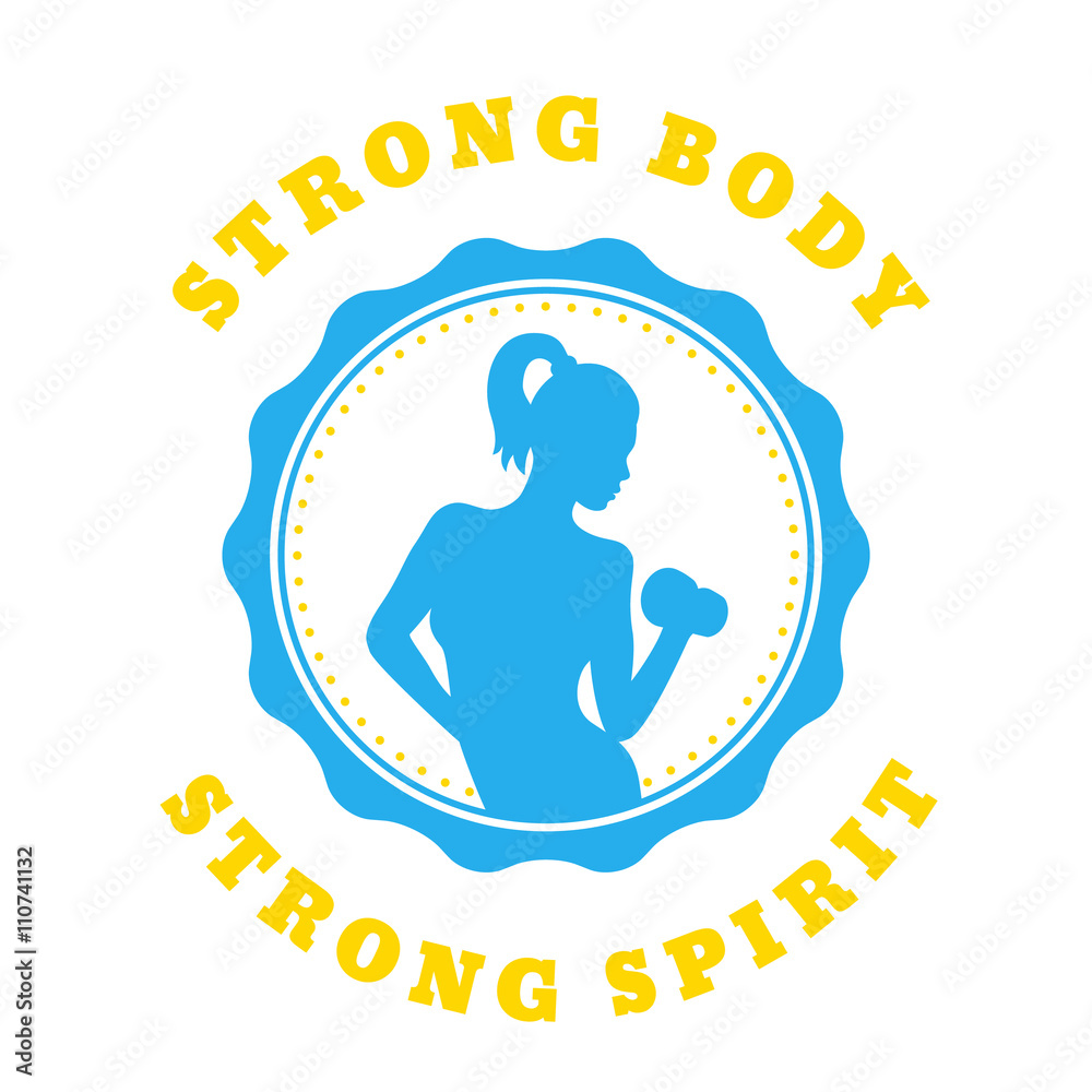 Strong body, strong spirit, gym t-shirt print, athletic girl with ...