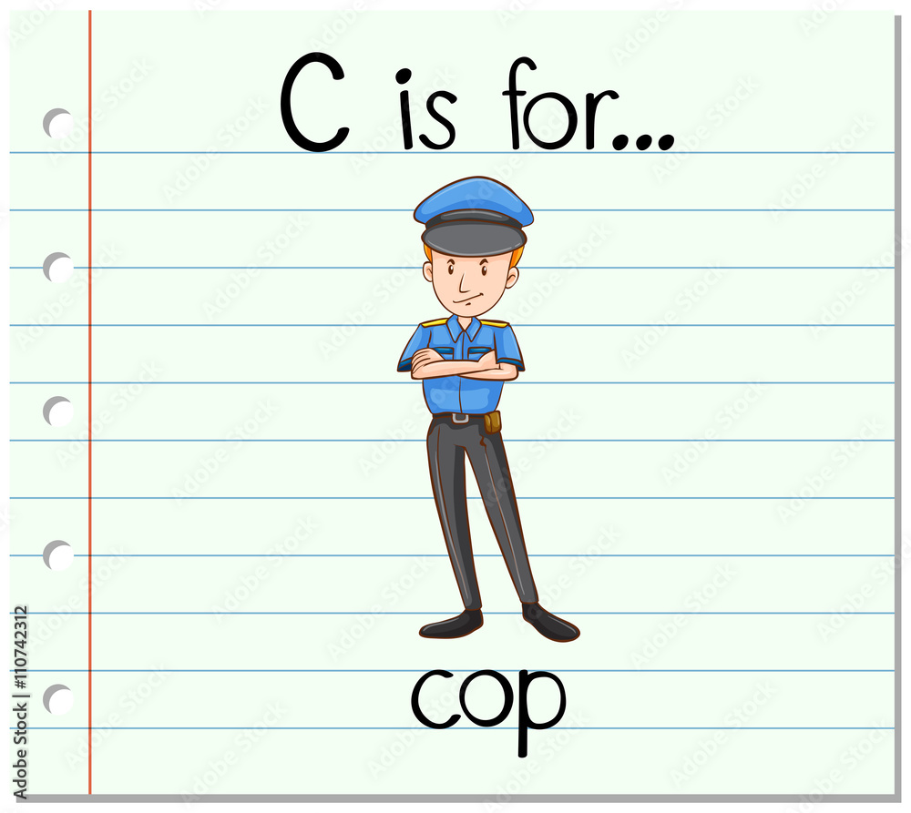 Flashcard letter C is for cop Stock Vector | Adobe Stock
