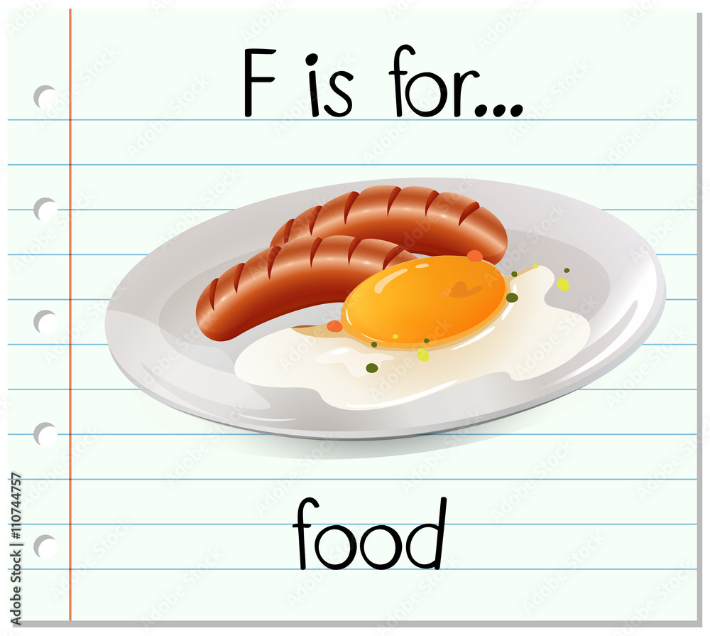 Flashcard letter F is for food Stock Vector | Adobe Stock