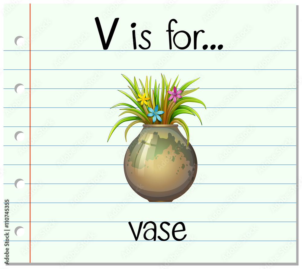 Flashcard letter V is for vase Stock Vector | Adobe Stock