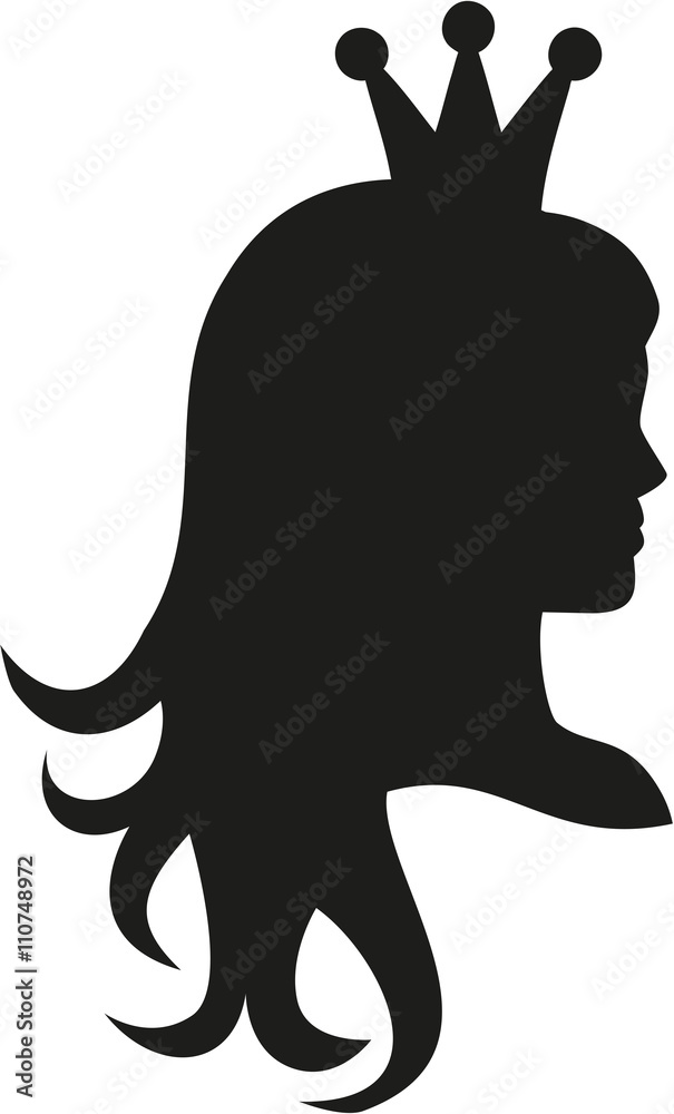 Princess head with crown silhouette Stock Vector | Adobe Stock