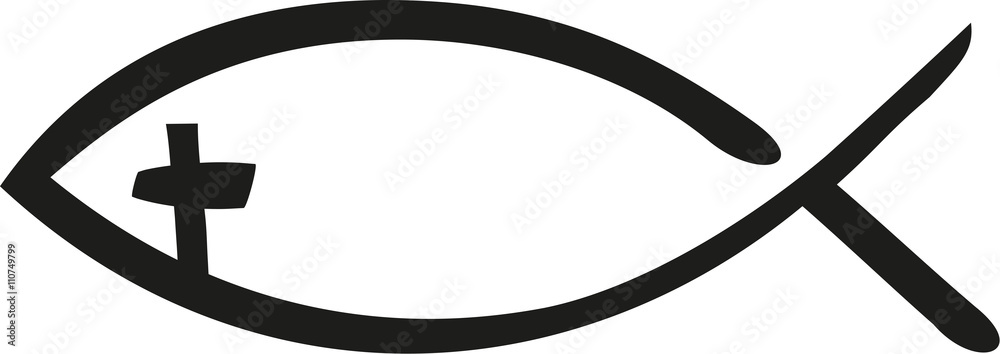 Jesus Fish with cross icon Stock Vector | Adobe Stock
