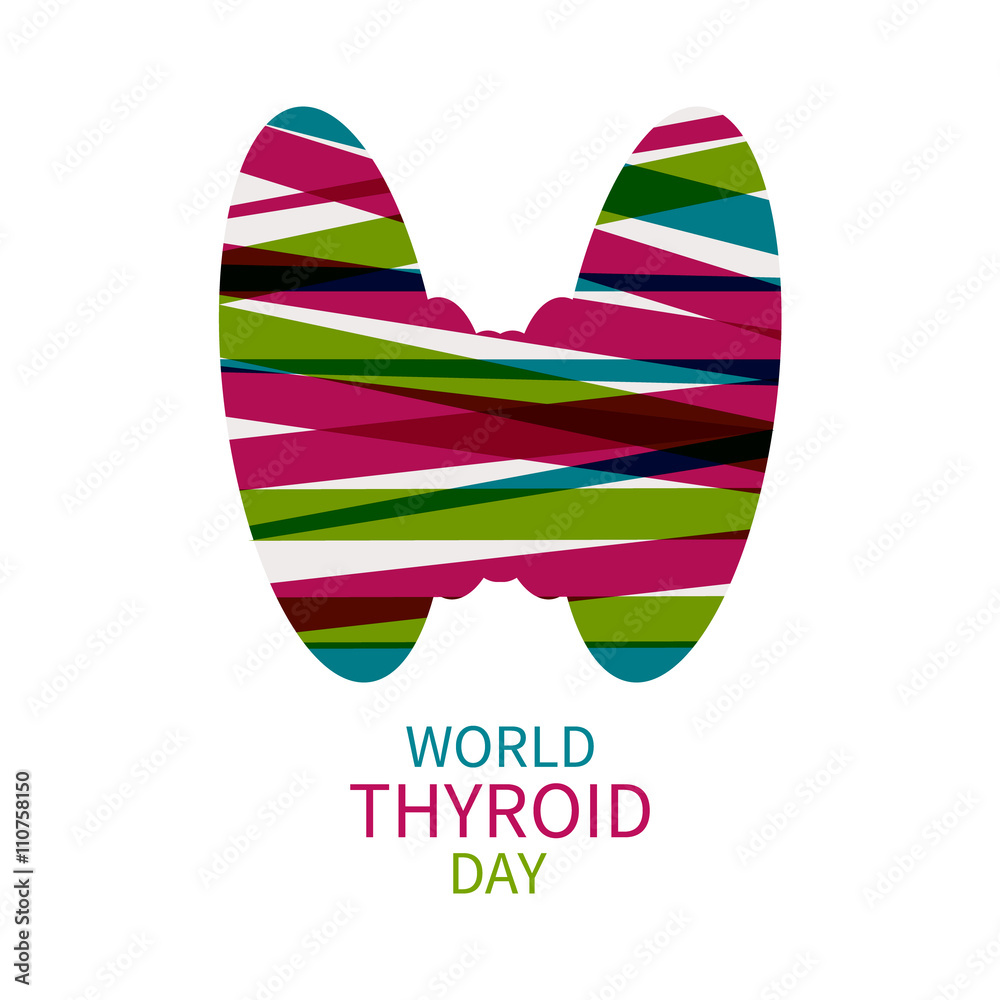World Thyroid Day poster with silhouette of thyroid gland. Thyroid ...