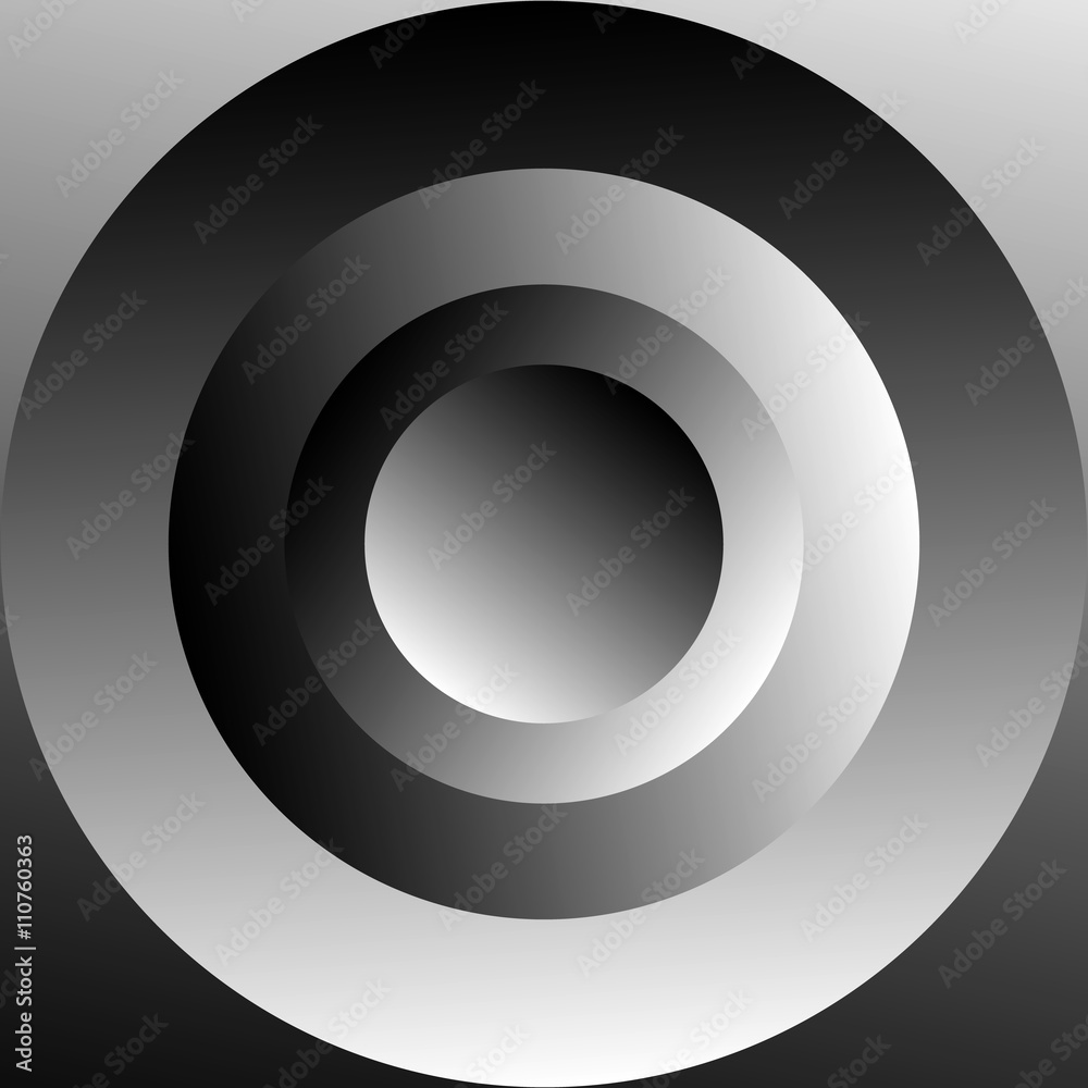 Shaded concentric circles with grayscale gradients. Abstract mon Stock ...