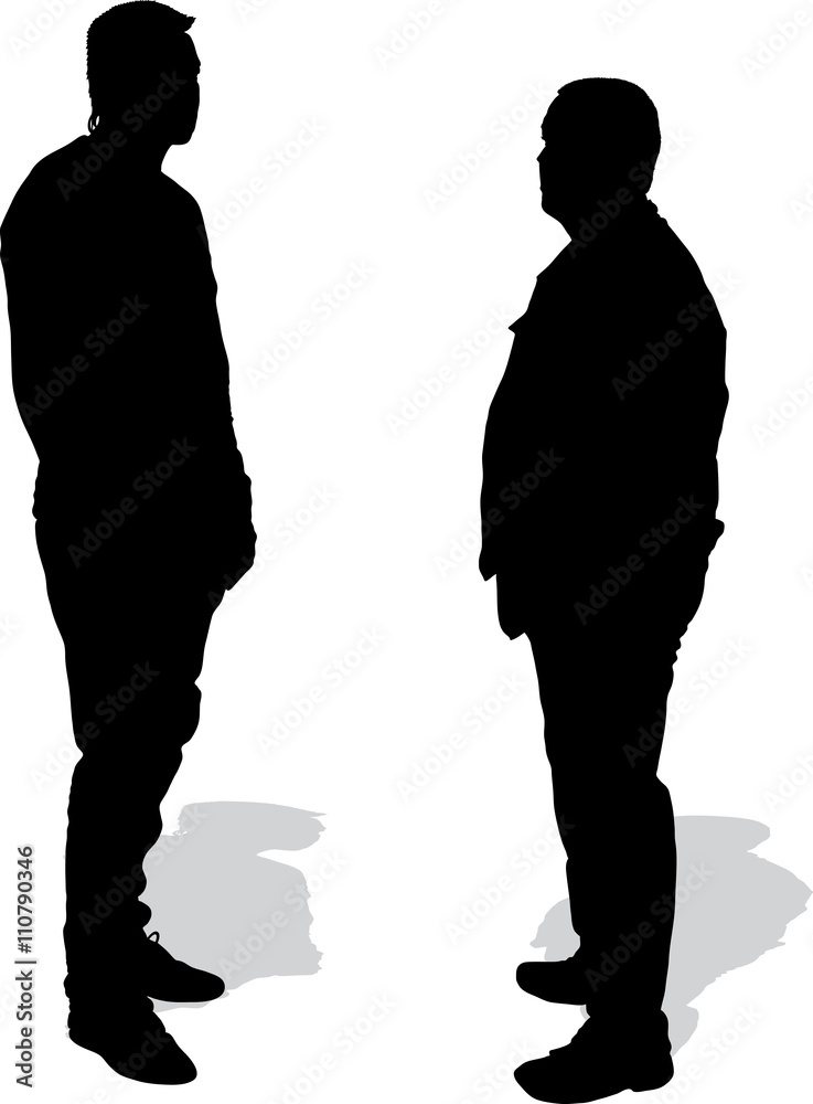 Silhouettes of two men looking at each other Stock Vector | Adobe Stock