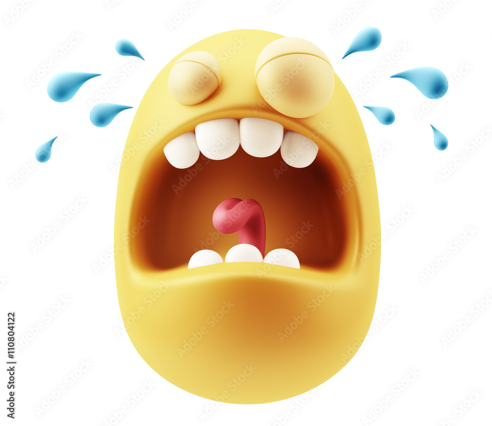 Cry Emoticon Face. 3d Rendering. Stock Illustration | Adobe Stock