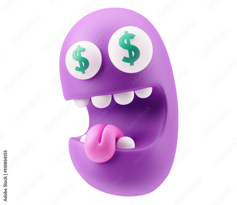 Rich Emoticon Face. 3d Rendering. Stock Illustration | Adobe Stock