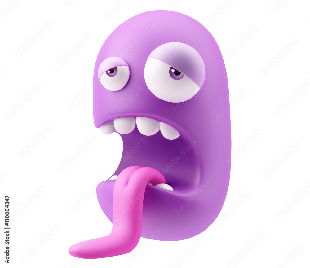 Tired Emoticon Face. 3d Rendering. Stock Illustration | Adobe Stock