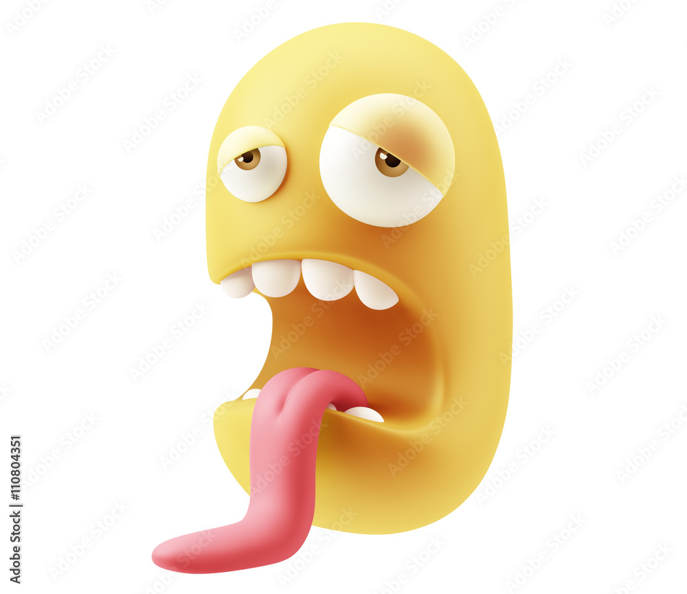 Stress Emoticon Character Face Expression. 3d Rendering. Stock ...