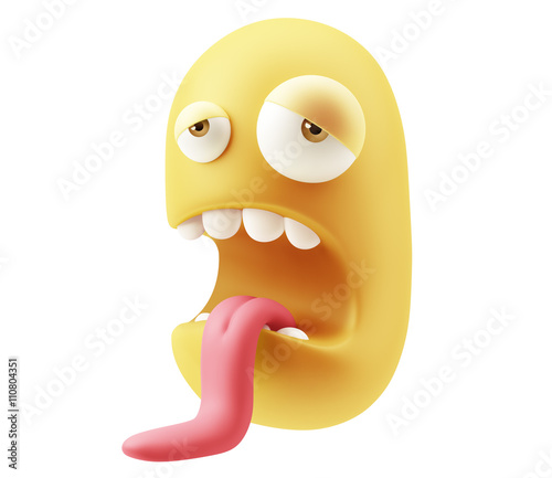 Stress Emoticon Character Face Expression. 3d Rendering. Stock ...