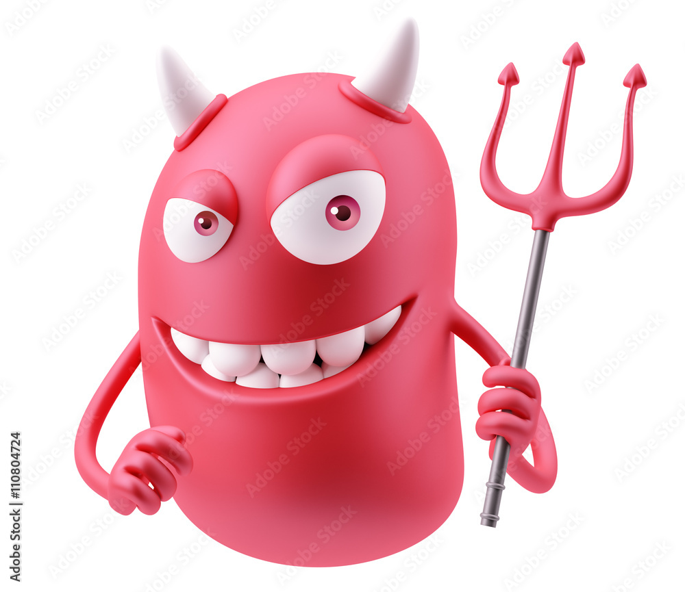 Red Devil Emoticon Face. 3d Rendering. Stock Illustration | Adobe Stock