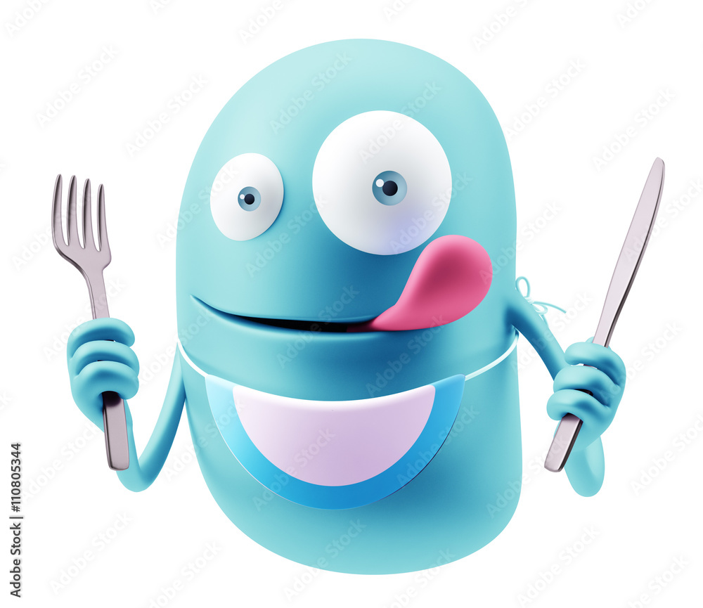 Hungry Emoticon Face. 3d Rendering. Stock Illustration | Adobe Stock