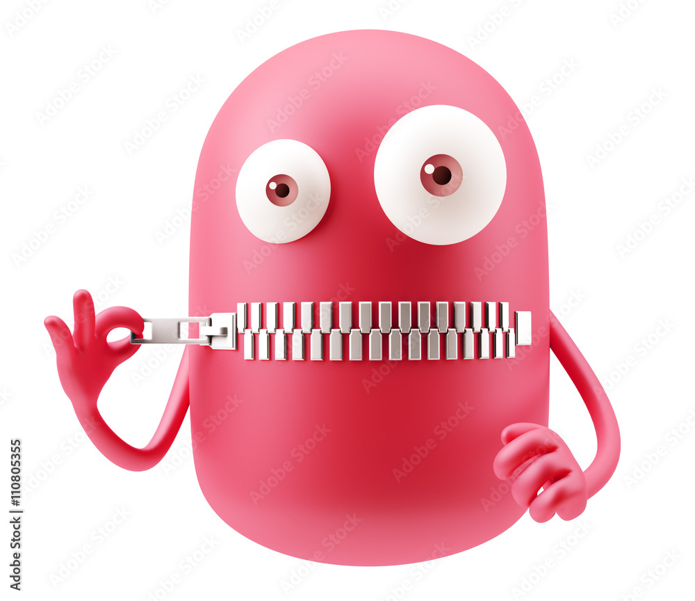 Silence Emoji Cartoon. 3d Rendering. ilustração do Stock | Adobe Stock