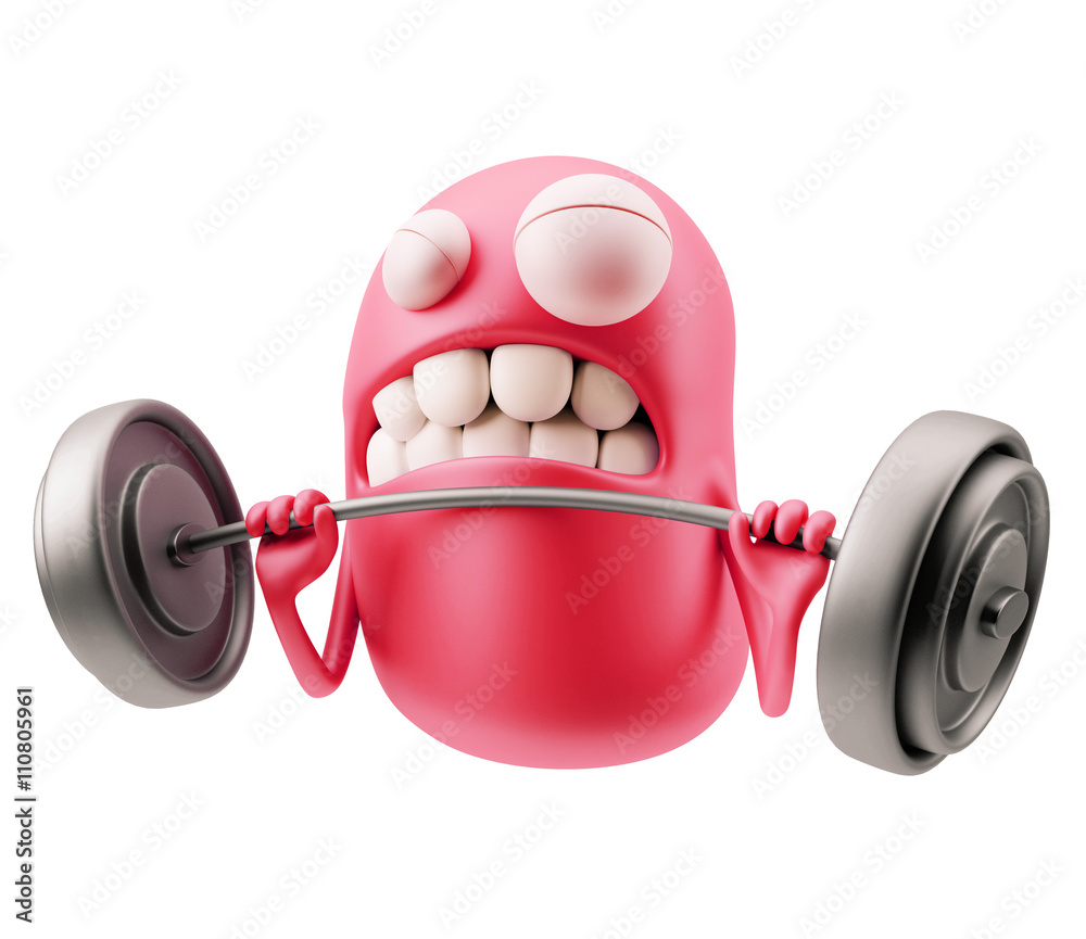 Fitness Emoticon Character Face Expression. 3d Rendering. Stock ...