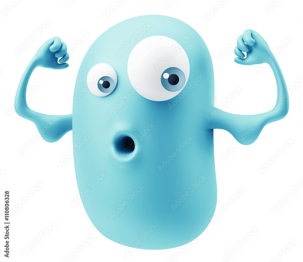 Strong Muscles Emoticon Character Face Expression. 3d Rendering. Stock ...