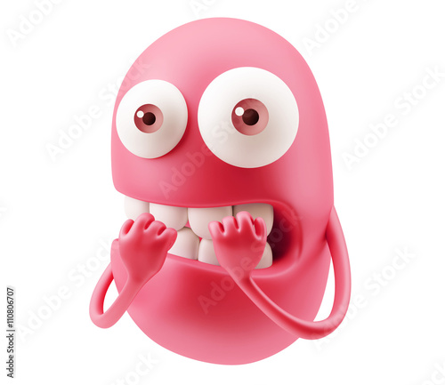 Nail Biting Emoticon Character Face Expression 3d Rendering. Stock ...