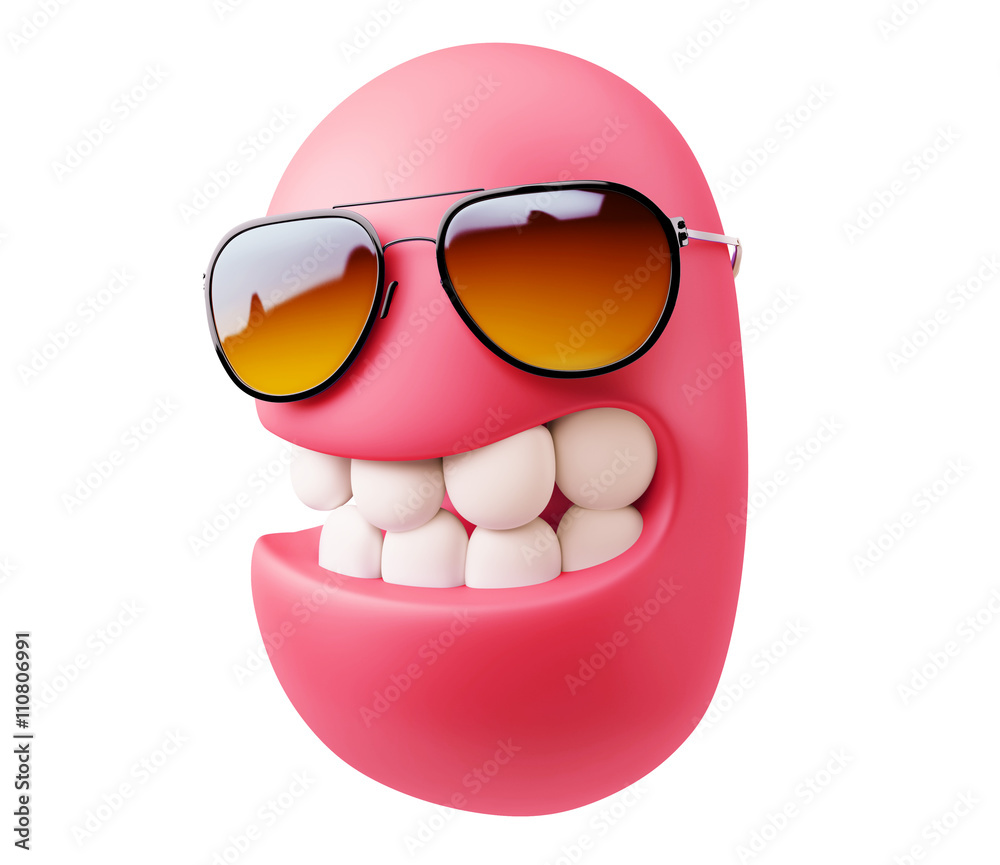 Fashion Glasses Look Emoticon Face. 3d Rendering. Stock Illustration ...