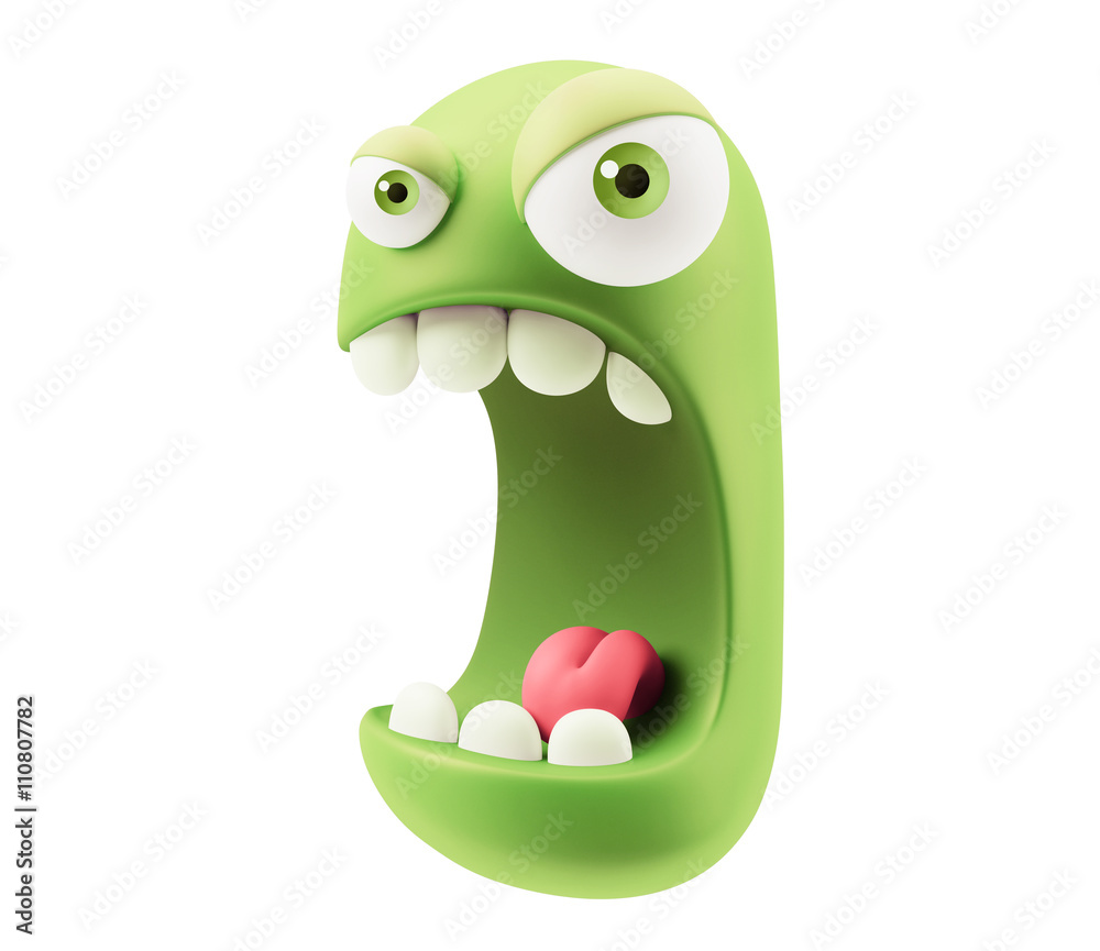Angry Emoticon Face. 3d Rendering. Stock Illustration | Adobe Stock