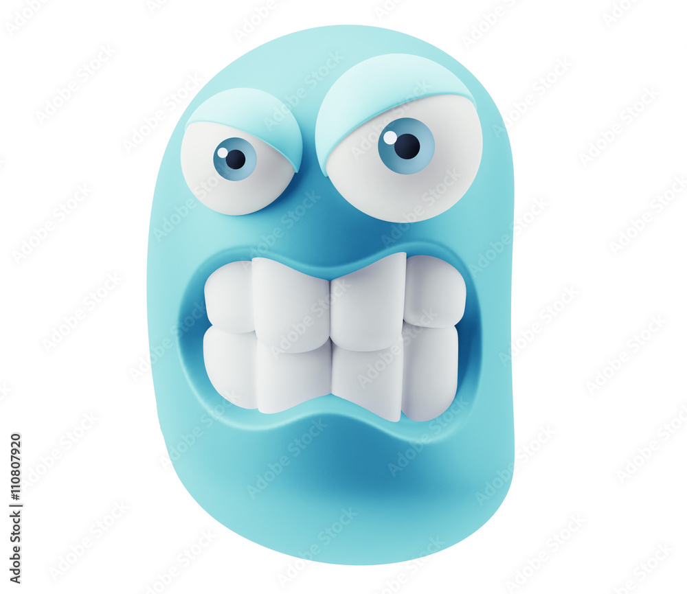 Angry Emoticon Face. 3d Rendering. Stock Illustration | Adobe Stock