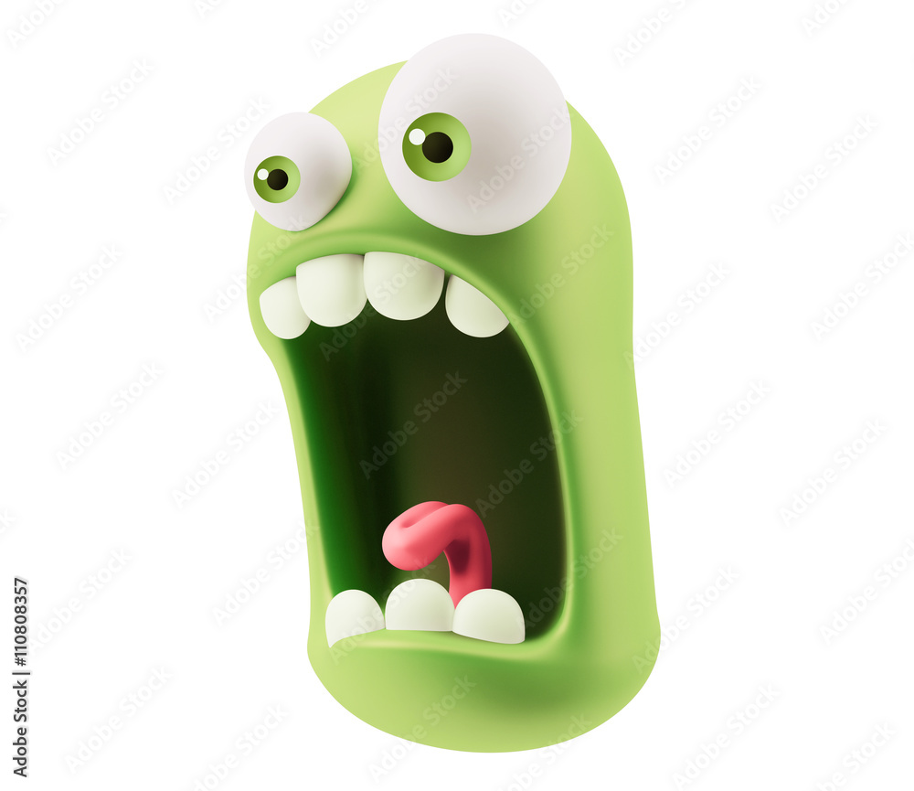 Shocked Emoticon Character Face Expression. 3d Rendering. Stock ...
