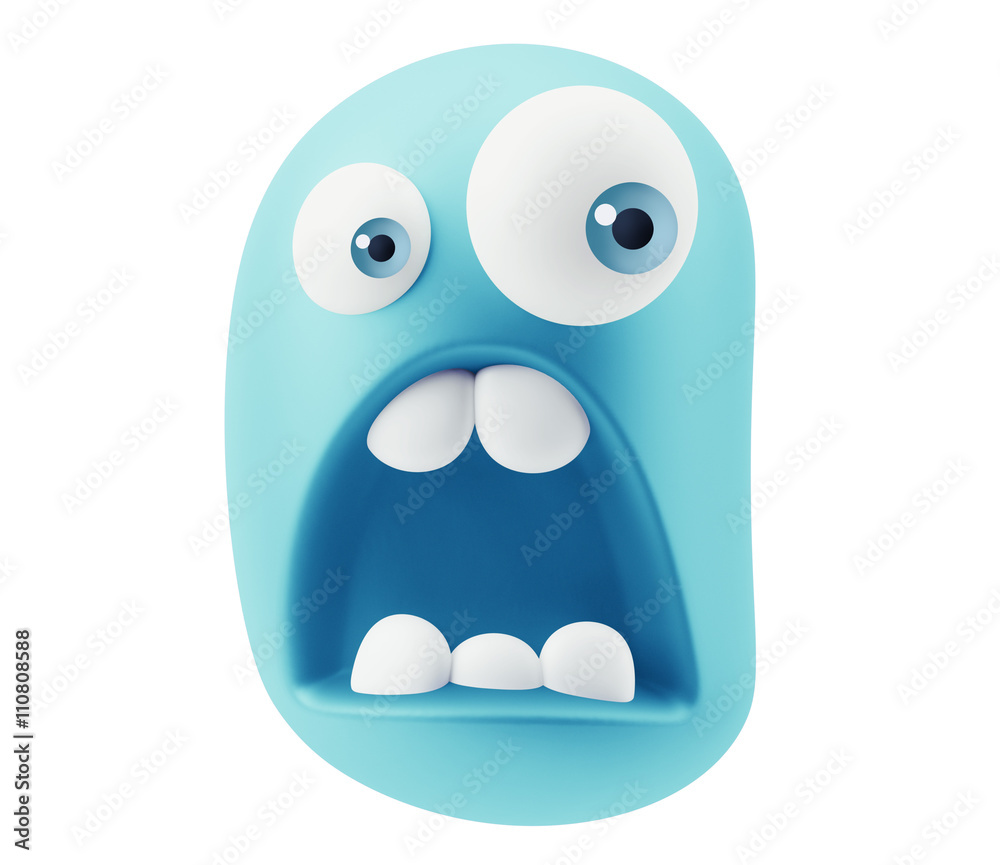 Scream Emoticon Character Face Expression. 3d Rendering. Stock ...