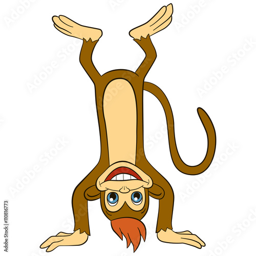 Cartoon Monkey Hanging Upside Down