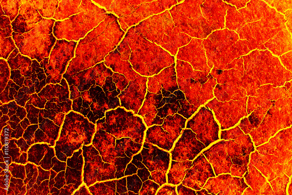 heat red cracked ground texture after eruption volcano Stock ...