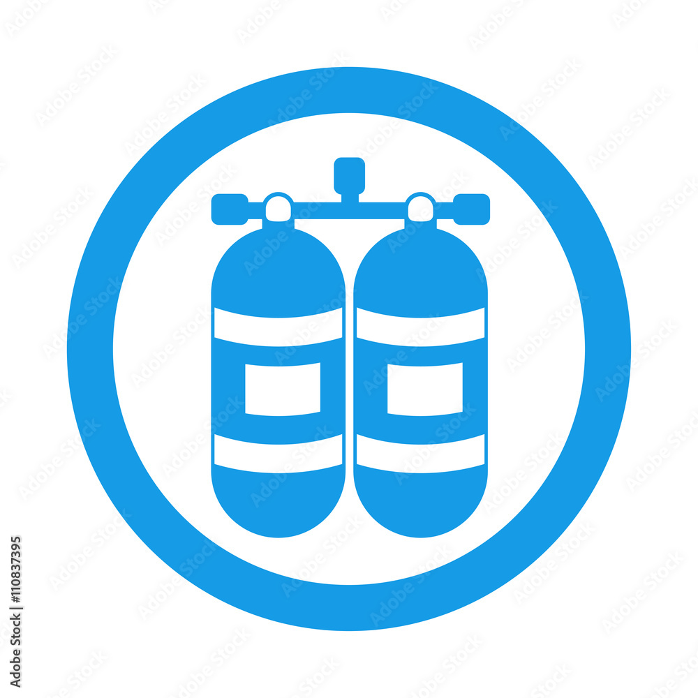 Icono plano botellas de oxigeno en circulo color azul Stock ...