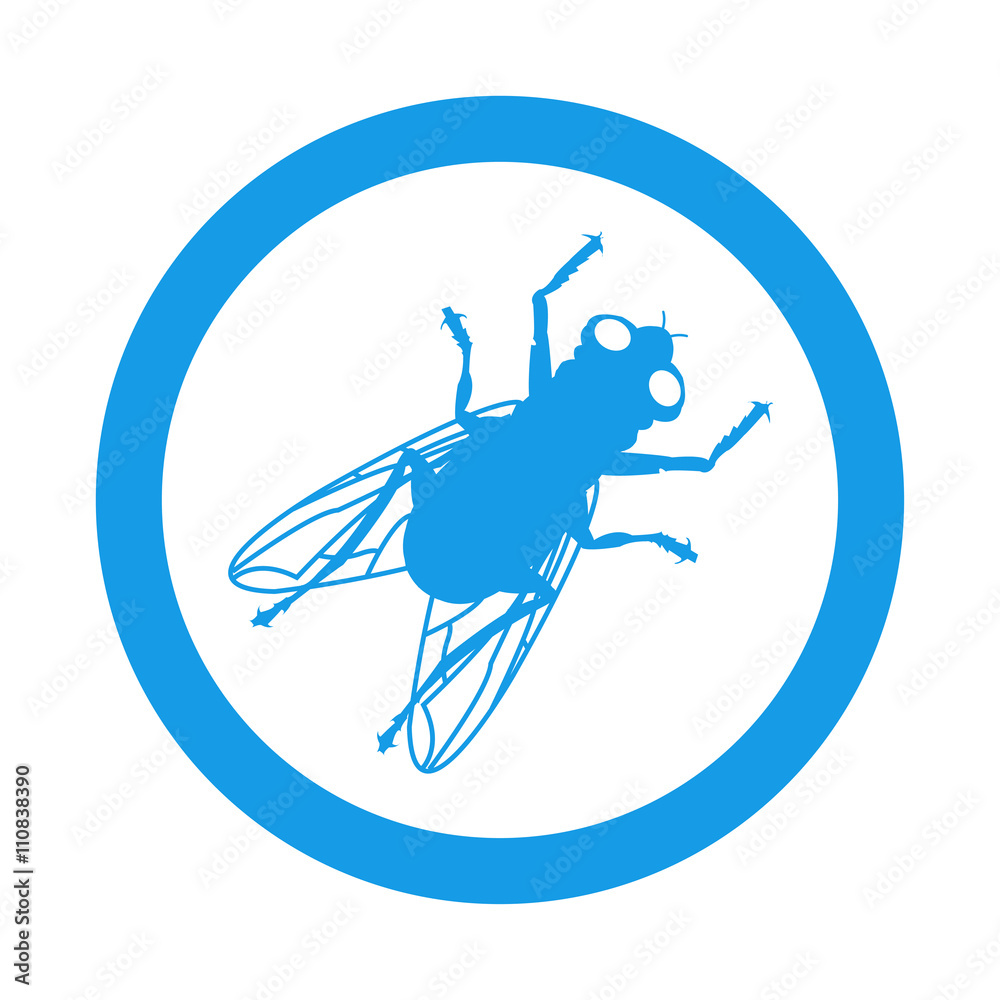 Icono plano mosca en circulo color azul Stock Illustration | Adobe Stock