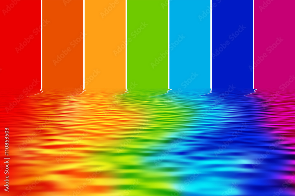 Plakat Rainbow spectrum colors reflecting on a water surface. Vibrant ...