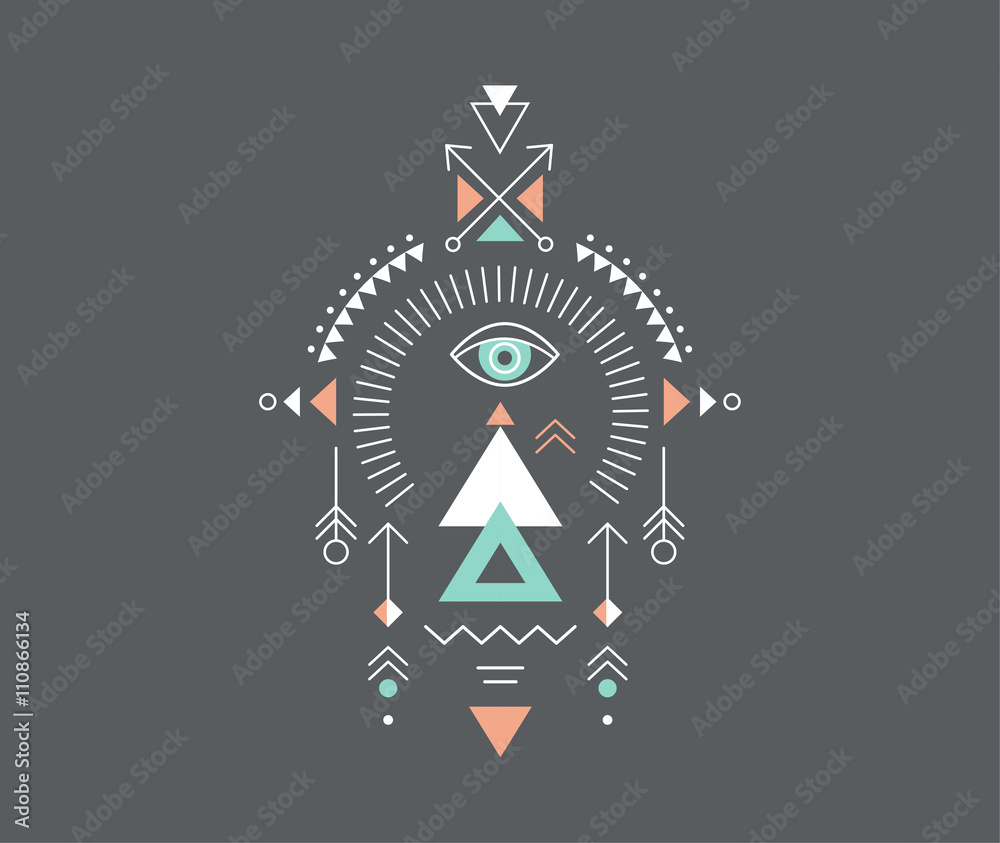 Vetor de Esoteric, Alchemy, sacred geometry, tribal and Aztec, sacred ...