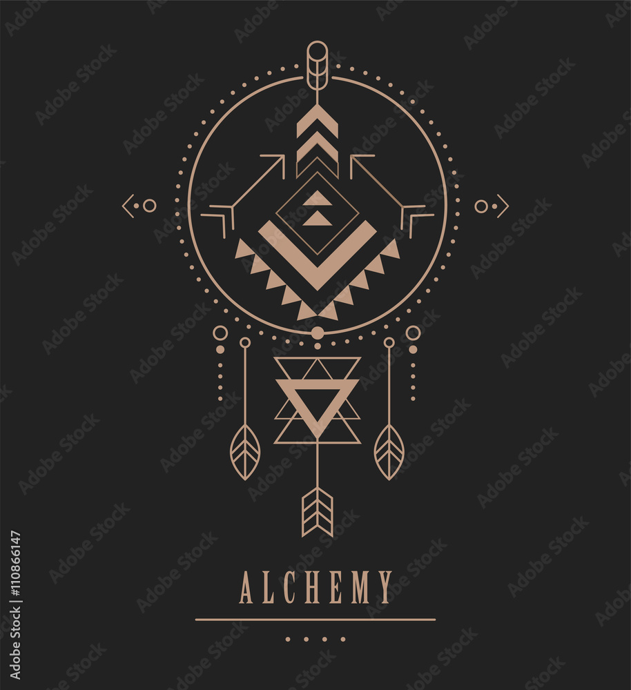 Vetor de Black Esoteric, Alchemy, sacred geometry, tribal and Aztec ...