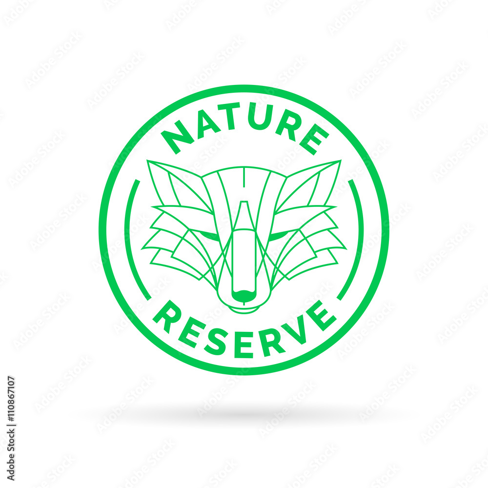 Wildlife park nature reserve icon emblem with wild fox symbol stamp ...