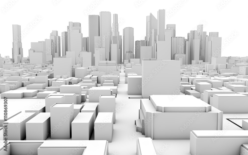 3d white city on white background Stock Photo | Adobe Stock