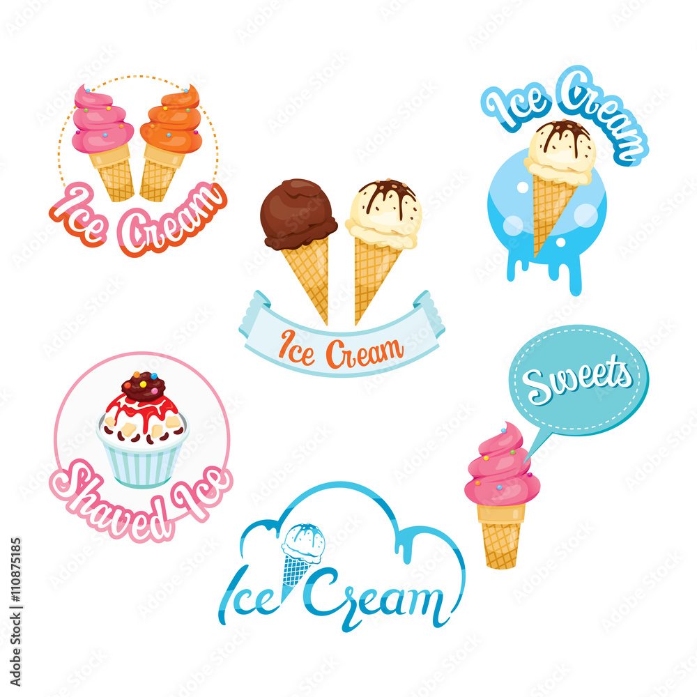 Set Of Ice Cream Design Elements, Logo And Label, Summer, Frozen Food ...