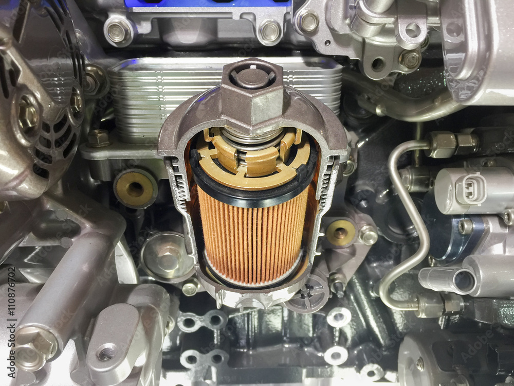 Engine oil filter cross section , display inside materials. foto de ...